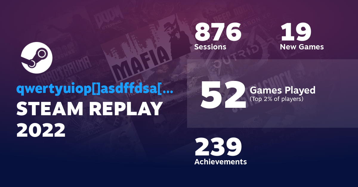 qwertyuiop[]asdffdsa[]poiuytrewq's STEAM REPLAY 2022