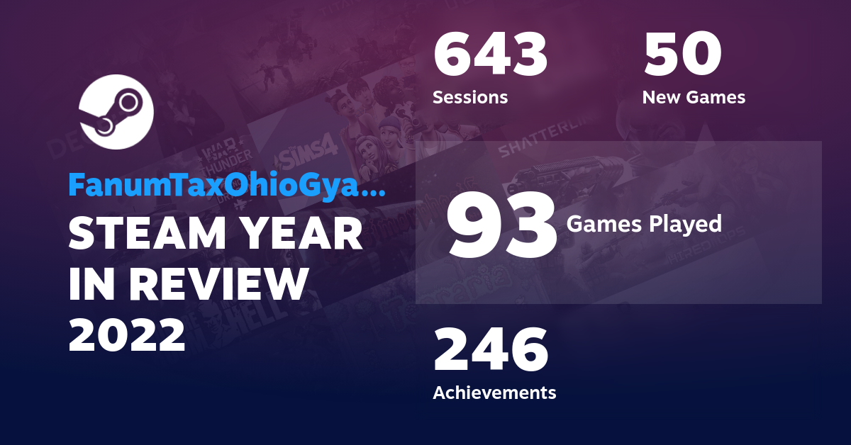 FanumTaxOhioGyat42069!!!'s STEAM YEAR IN REVIEW 2022