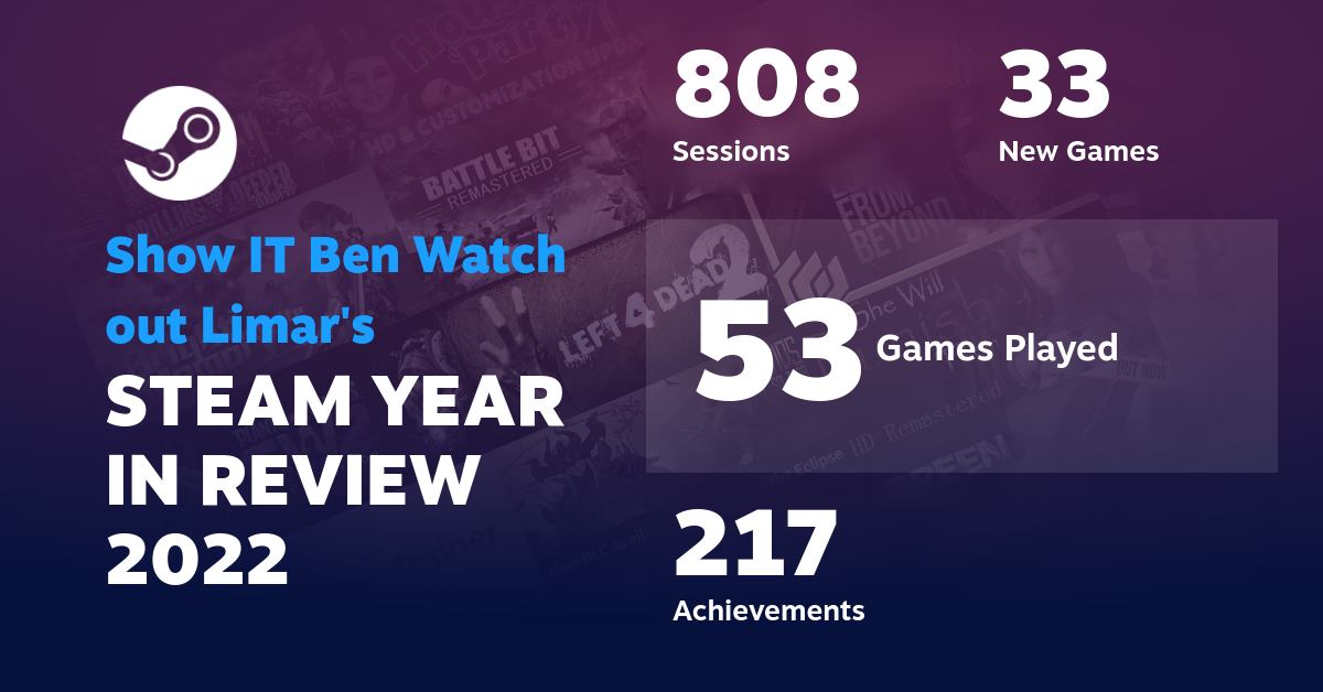 Show IT Ben Watch out Limar's STEAM YEAR IN REVIEW 2022